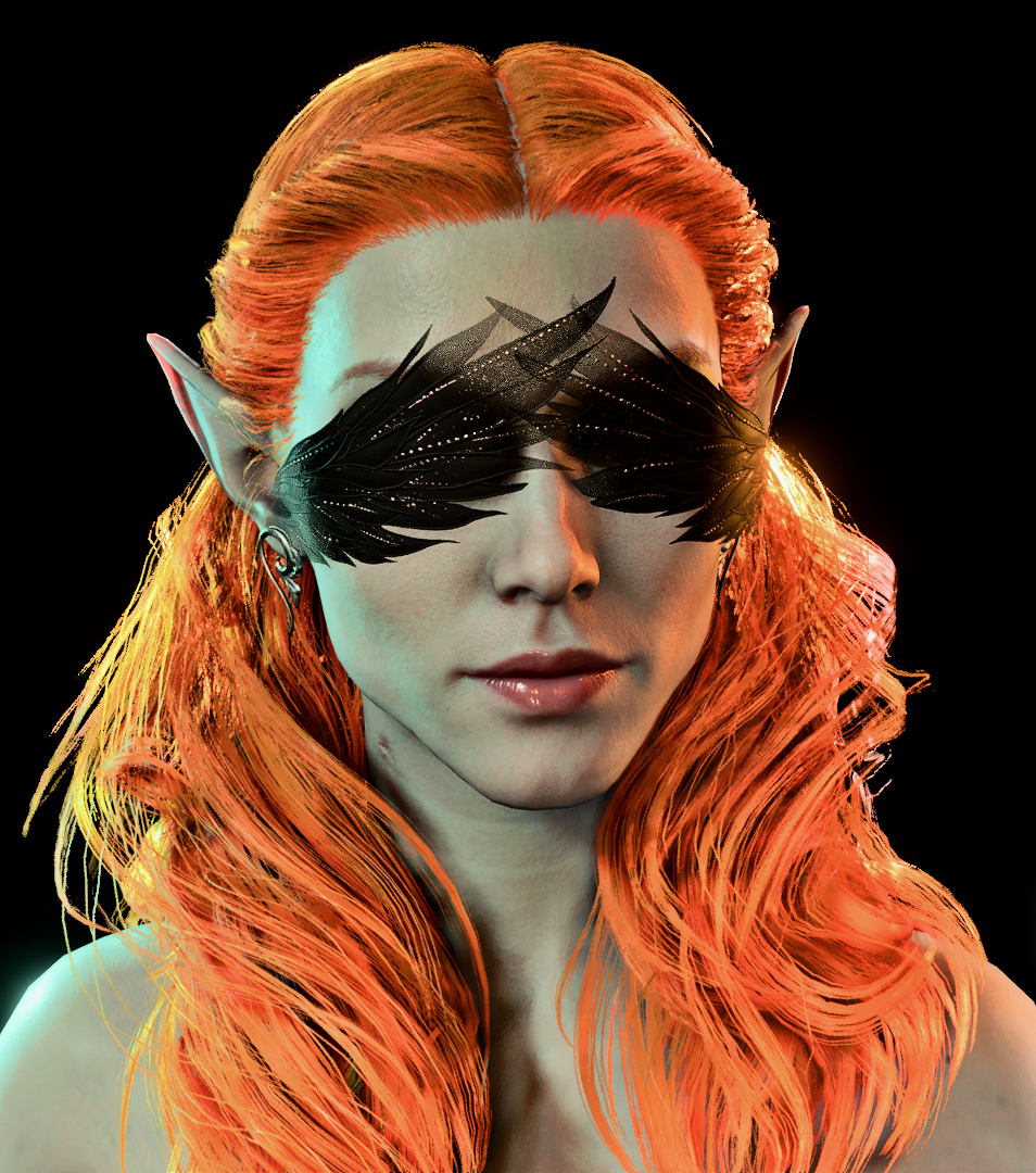 Crimson Feather Eyecover - Baldur's Gate 3 Fashion Encyclopaedia